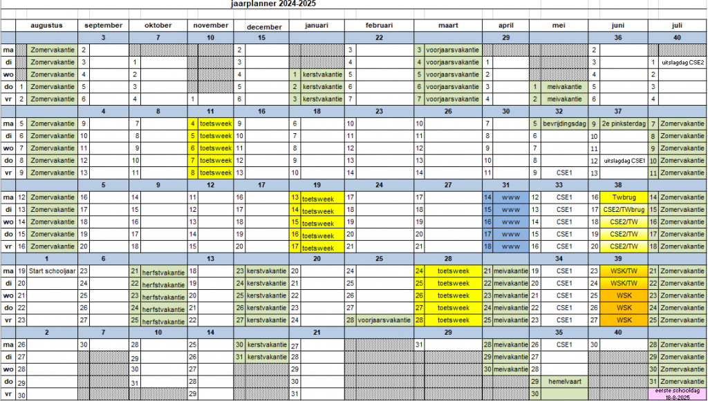 Jaarplanning - Mill Hill College